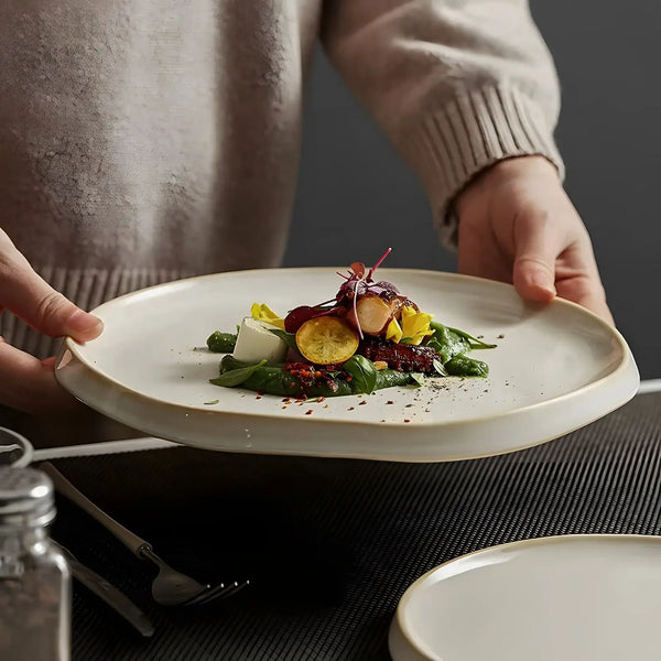 Minimalist Ceramic Dinner Plate Set, Elegant Dinnerware for Modern Kitchen, Versatile Serving ...